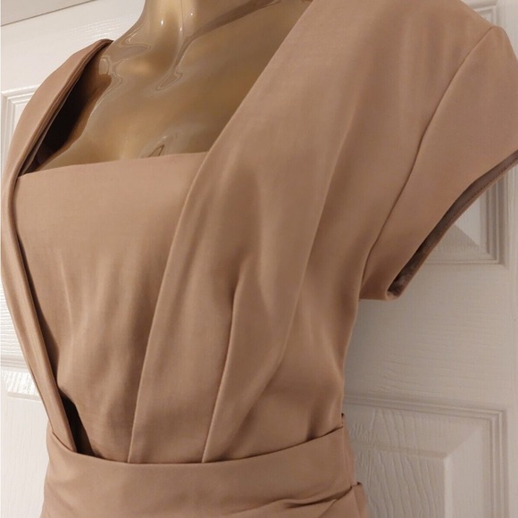 Reiss | Dresses | Reiss Shola Camel Tan Bandage Sheath Dress As Worn By ...